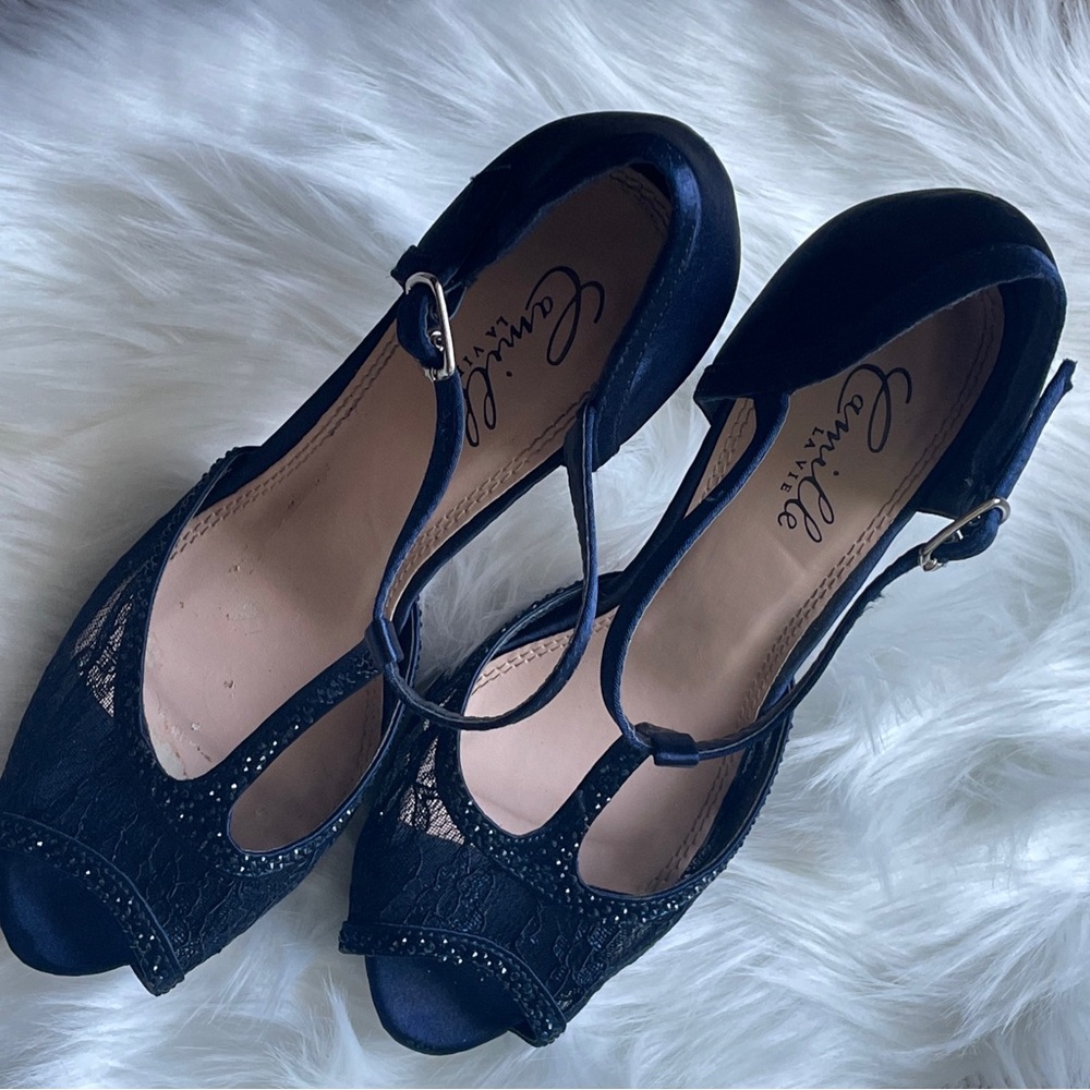 Camille Lavie Navy Dress Prom Wedding Shoes - Gem